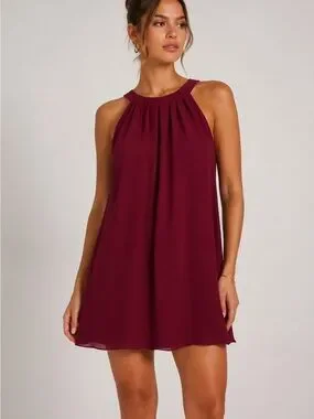 Eclipse | Dresses | Eclipse Wine Red Halter Mini Dress Size M Cocktail ...